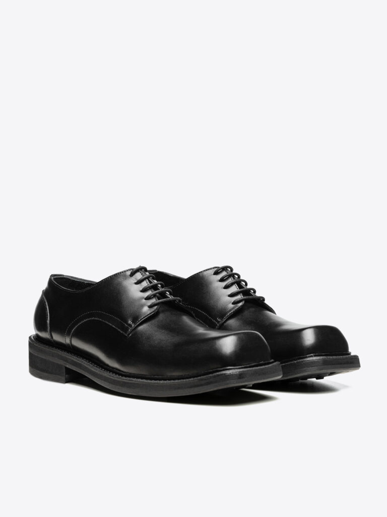 DERBY SHOES WITH SQUARE-TOE IN BLACK LEATHER - TARMOR