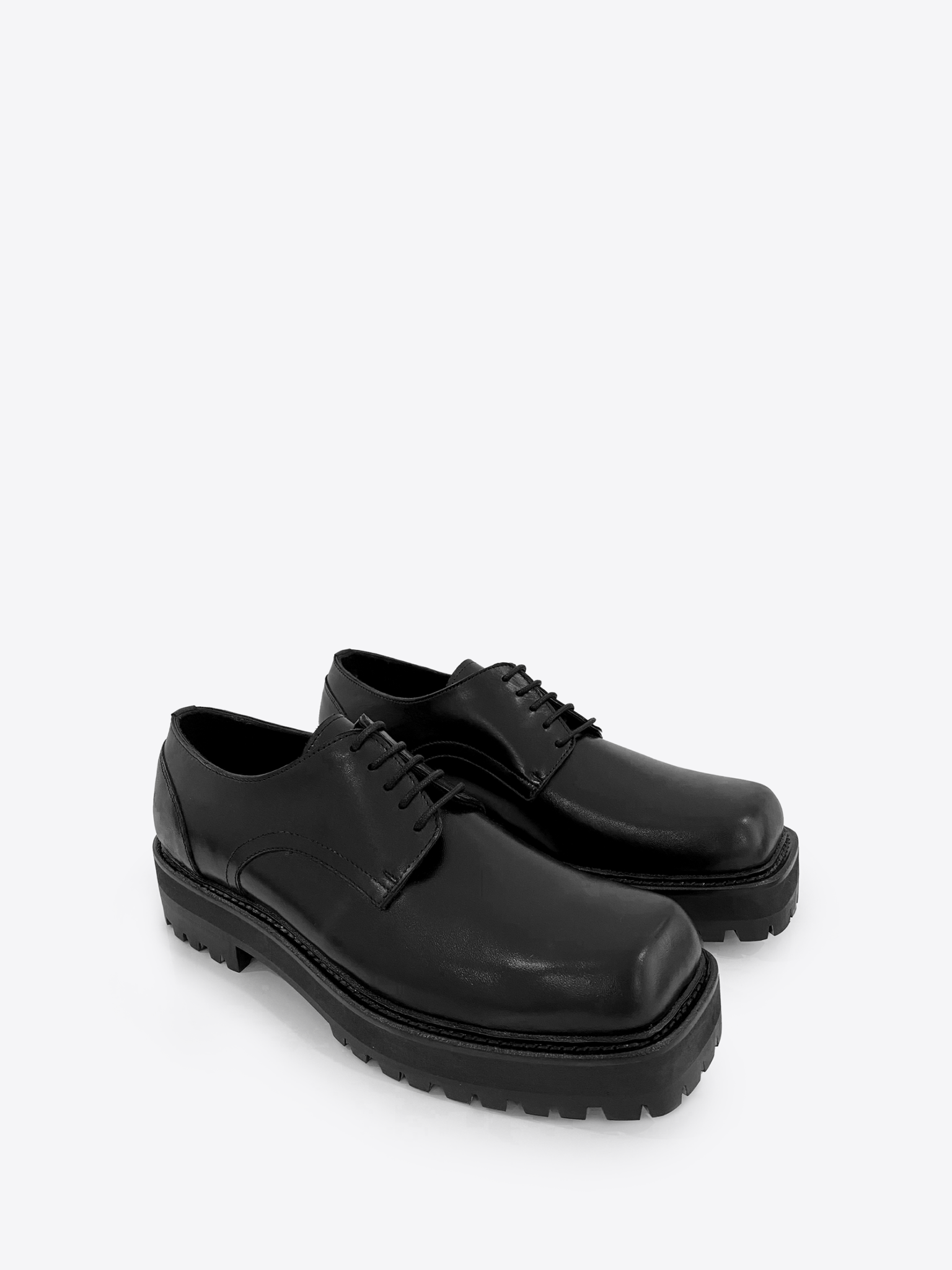 CHUNKY DERBY SHOES WITH SQUARE TOE IN BLACK LEATHER - TMS221102 - TARMOR